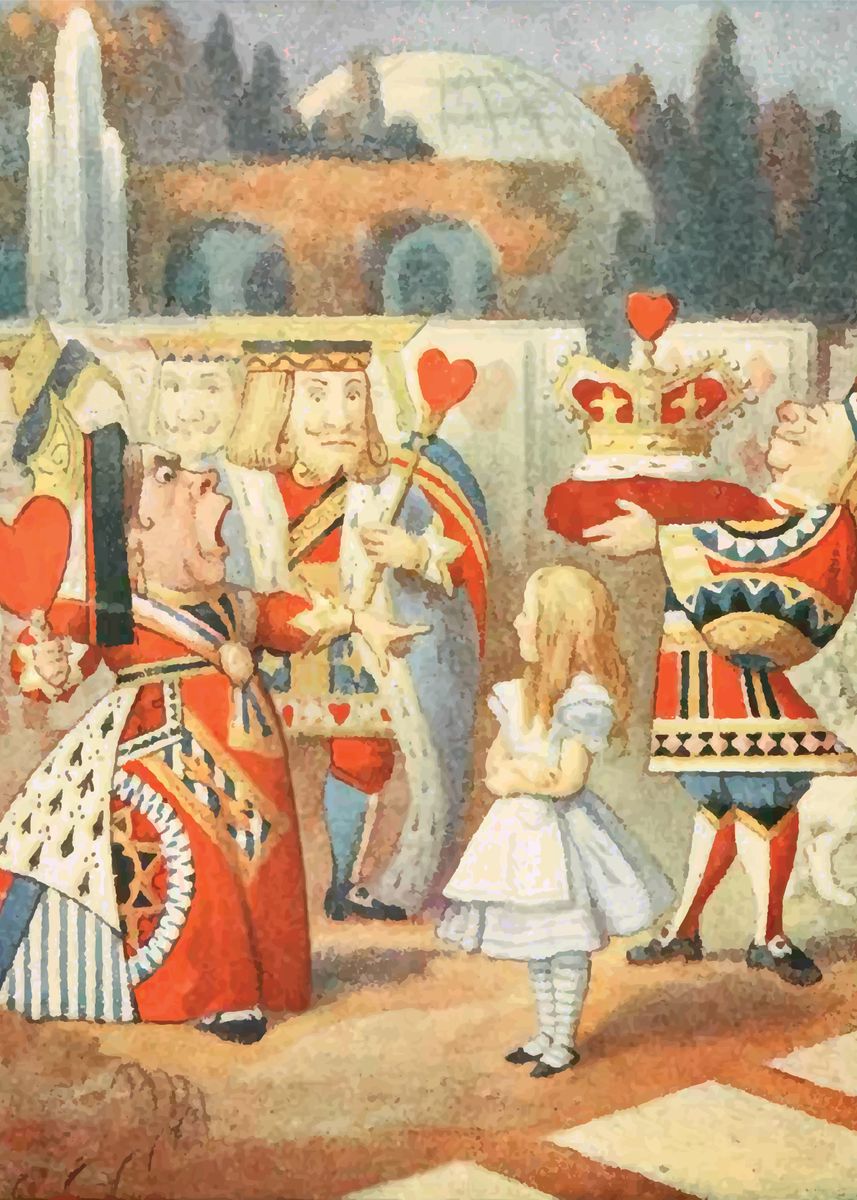'Alice and The Queen Hearts' Poster, picture, metal print, paint by J ...