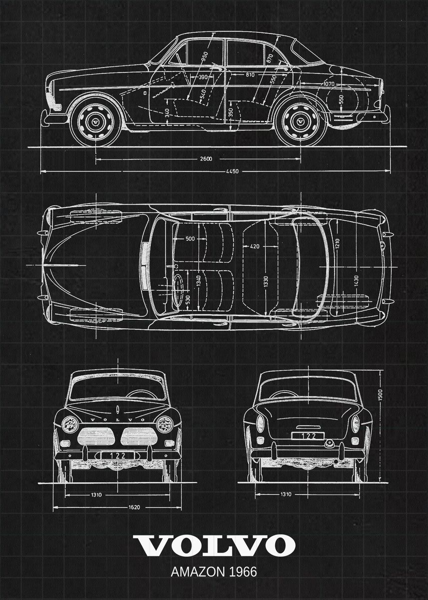 'Volvo Amazon 1966' Poster, picture, metal print, paint by DAVID CARL ...