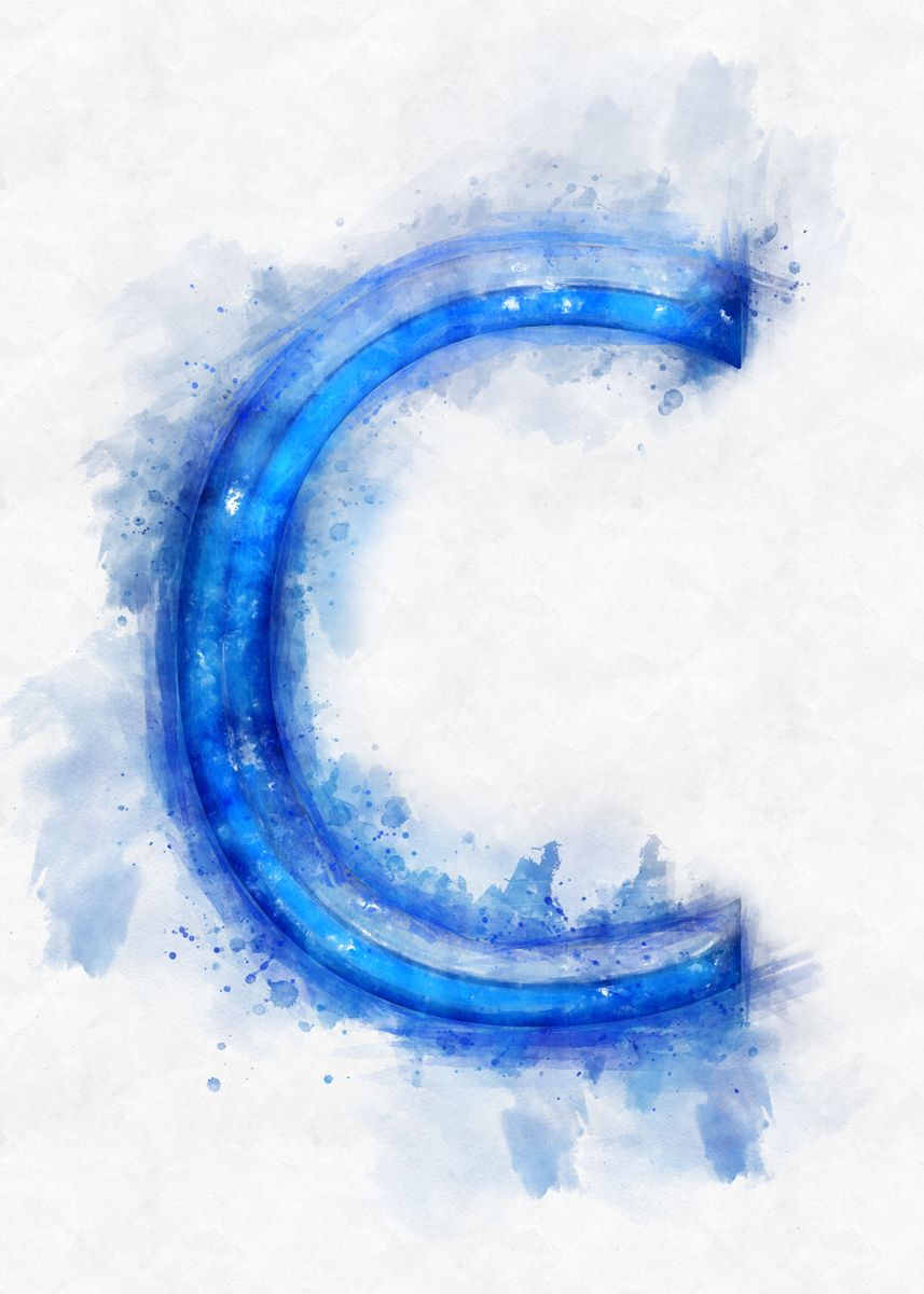 'C letter watercolor' Poster, picture, metal print, paint by The Bright ...