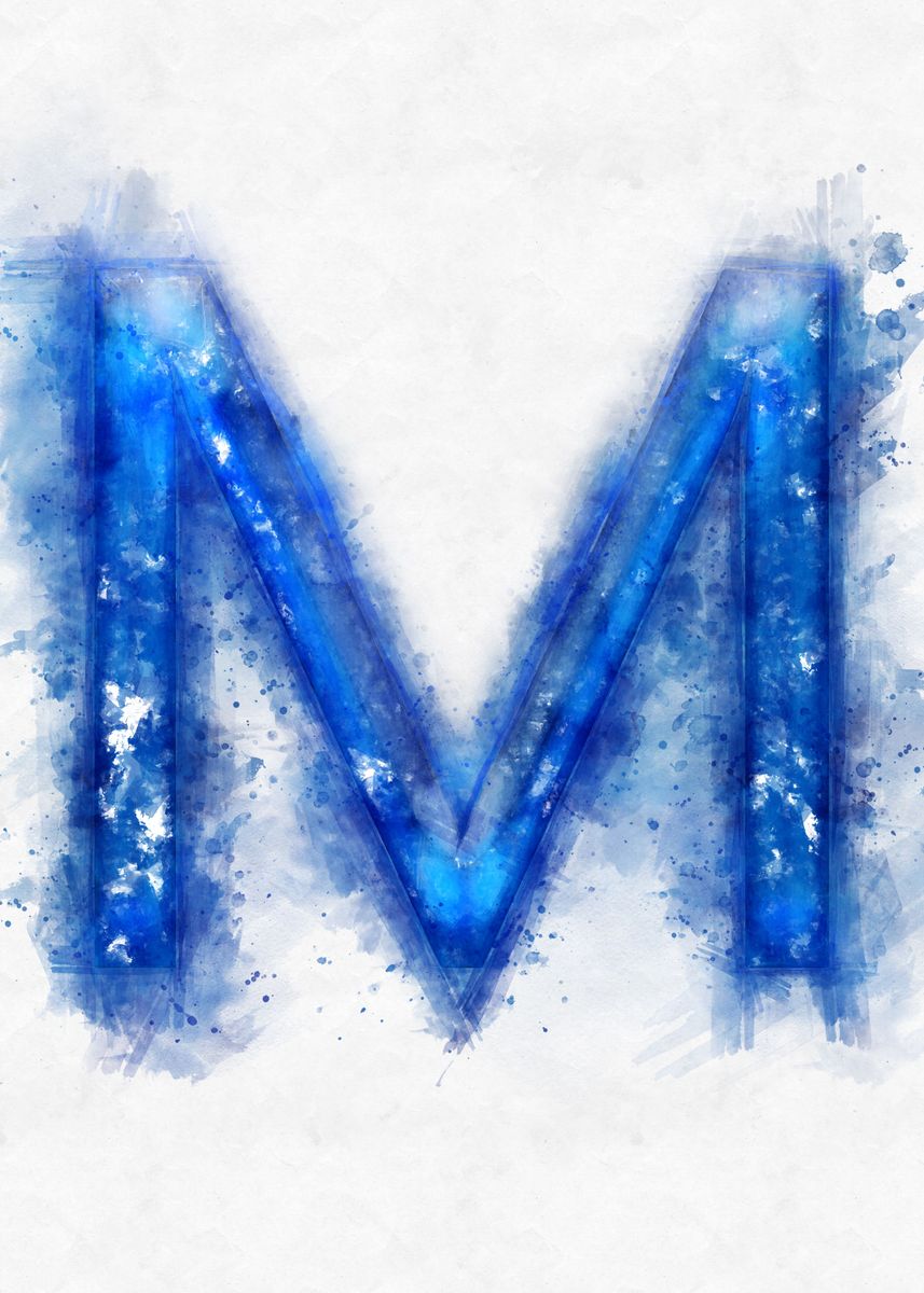 'M letter watercolor' Poster, picture, metal print, paint by The Bright ...