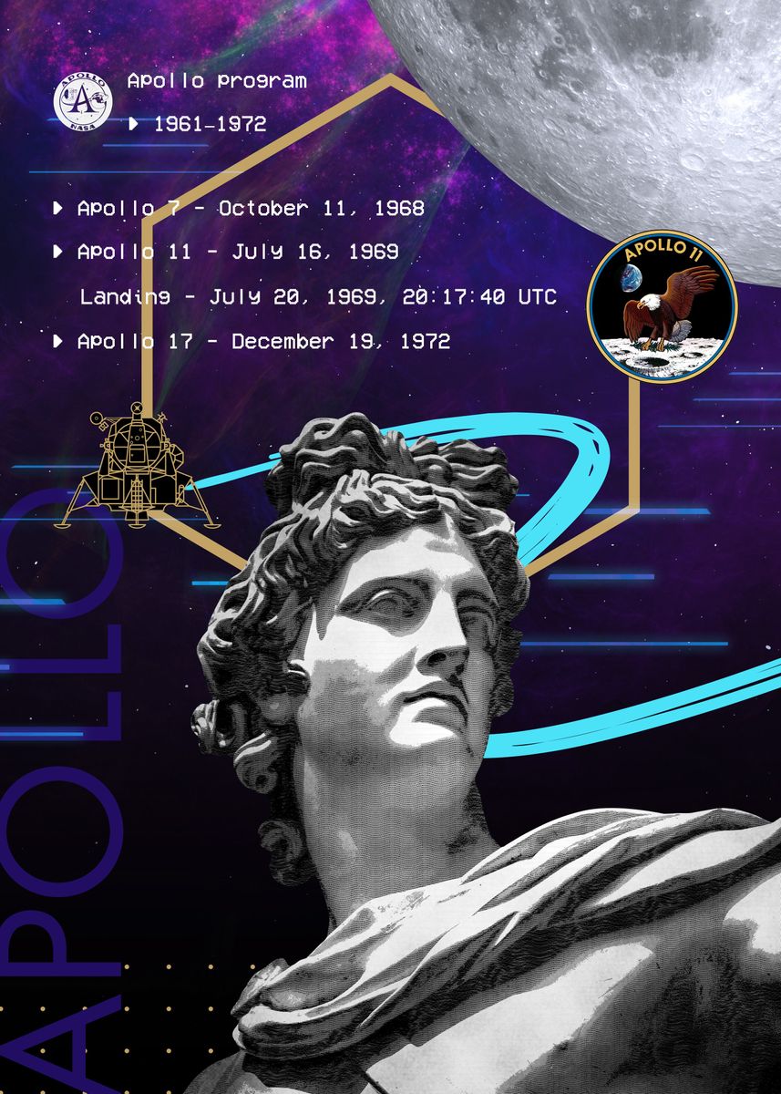 'NASA Apollo program' Poster, picture, metal print, paint by Synthwave ...