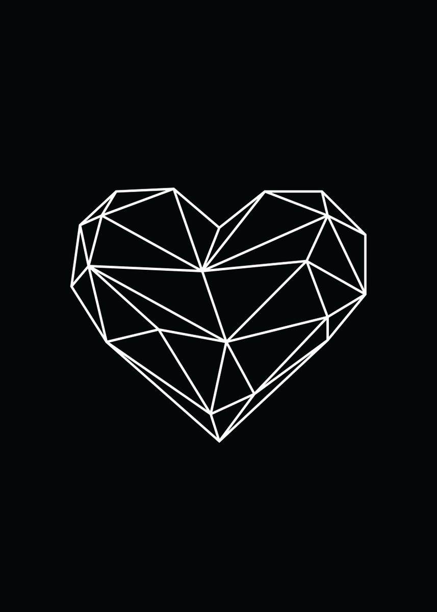 'Low poly heart' Poster, picture, metal print, paint by goljakoff ...