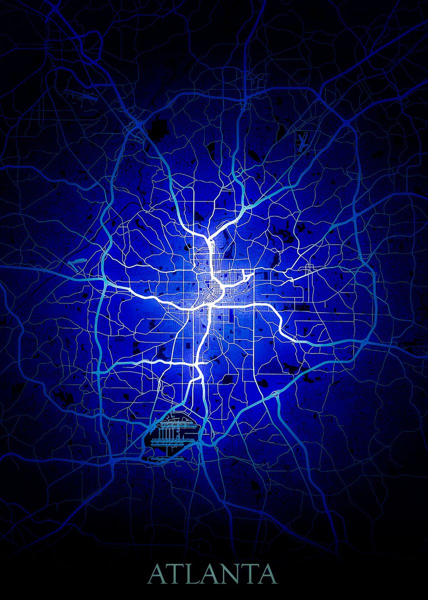 'Atlanta City map' Poster, picture, metal print, paint by cuplizx ...