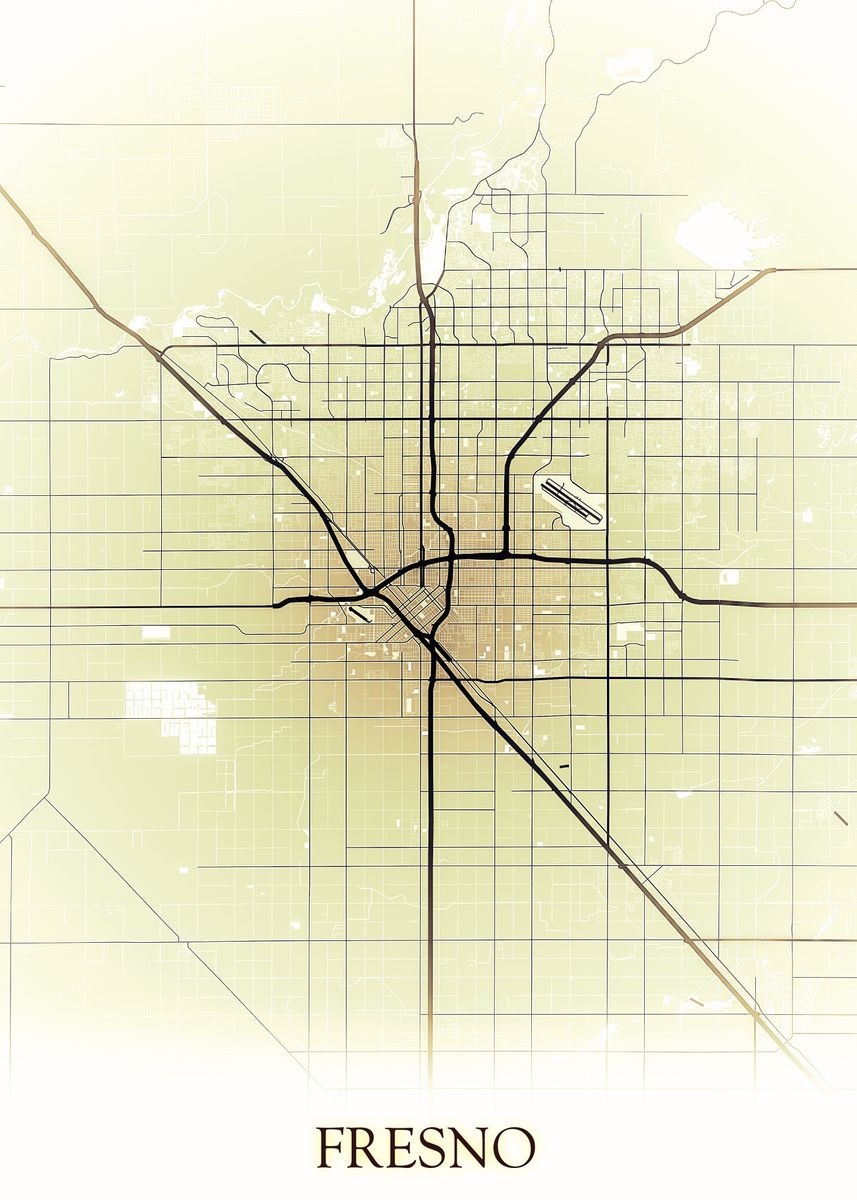 'Fresno City Map' Poster, picture, metal print, paint by Artcom Atudio ...