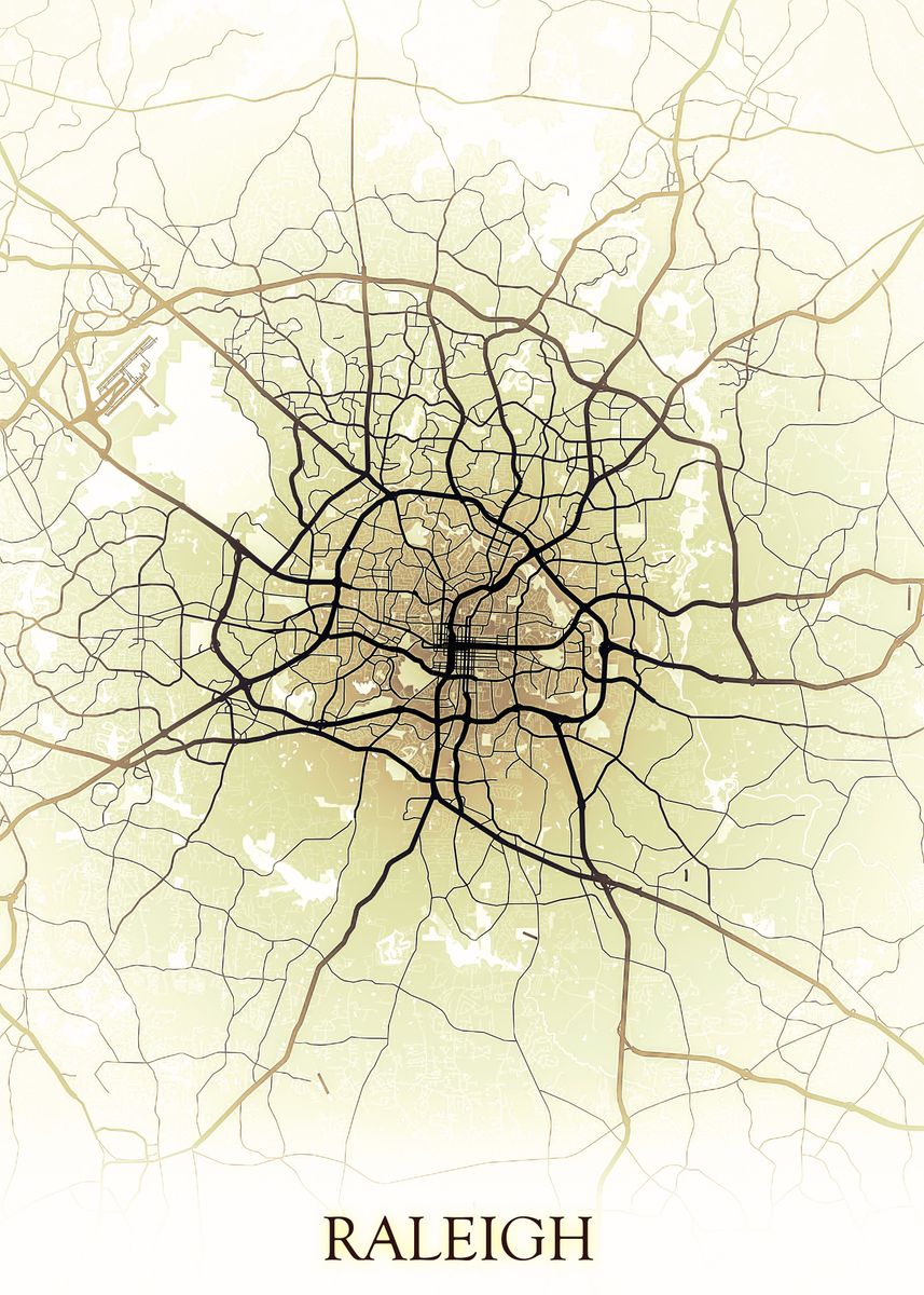 'Raleigh map' Poster, picture, metal print, paint by Artcom Atudio ...