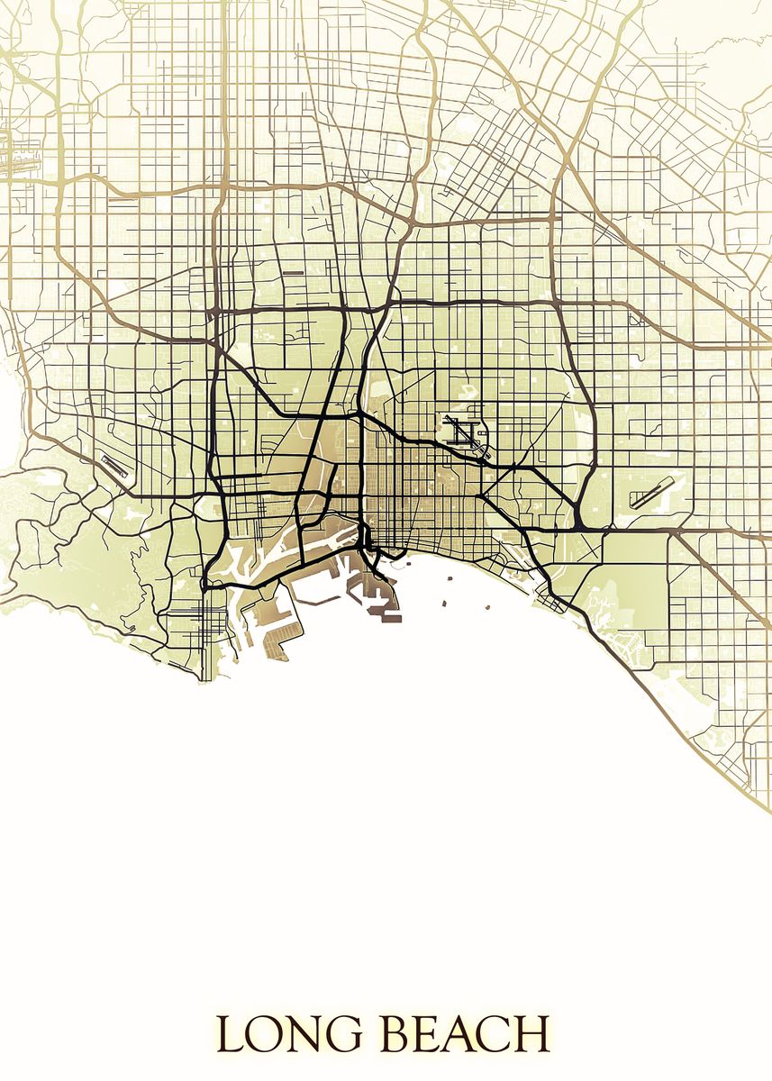 'Long Beach Map' Poster by Artcom Atudio | Displate