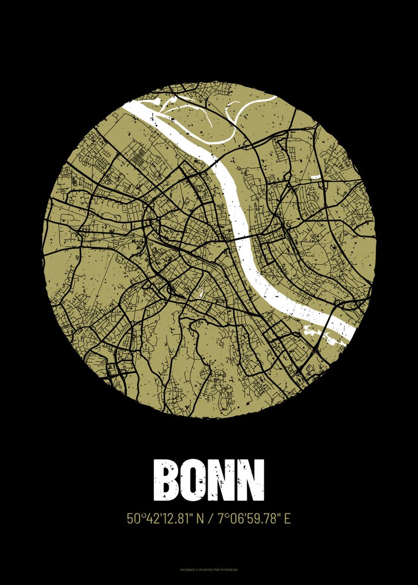 'Bonn City Map Design' Poster by ViaMapia | Displate