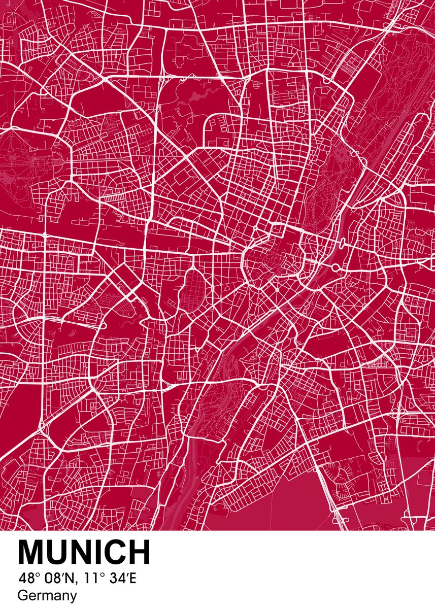 'munich color city map' Poster, picture, metal print, paint by Project ...