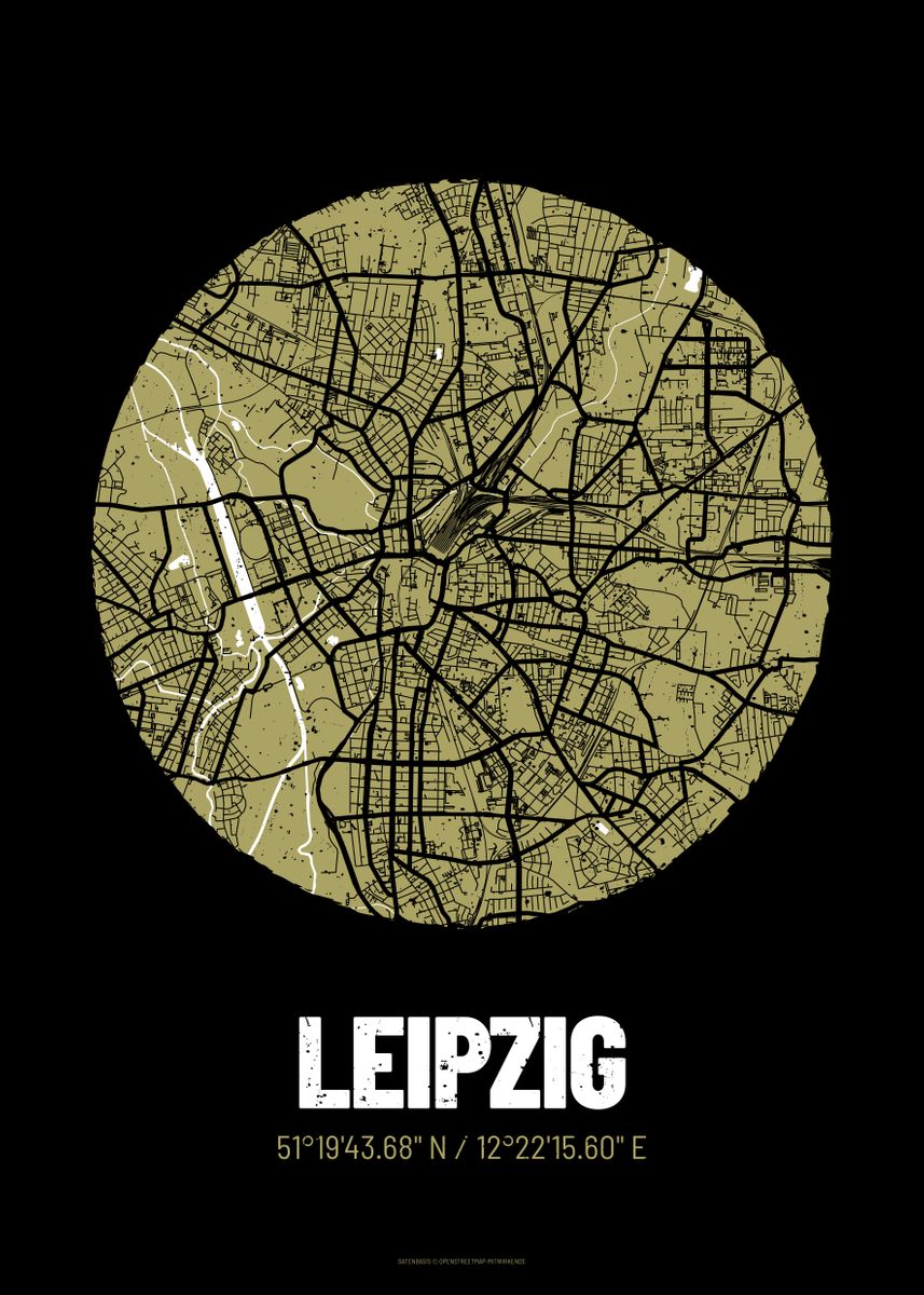 'Leipzig City Map Design' Poster, picture, metal print, paint by ...