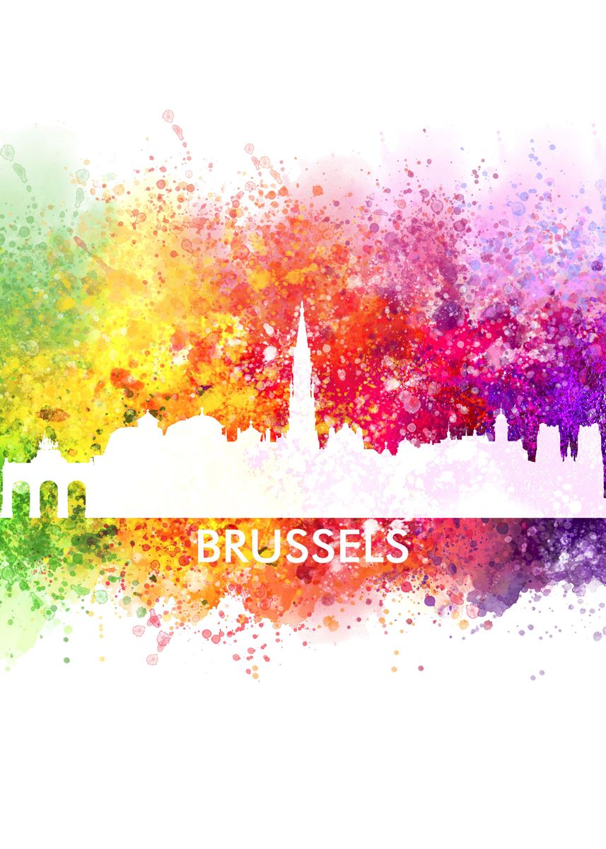 'brussels color cityscape' Poster, picture, metal print, paint by ...