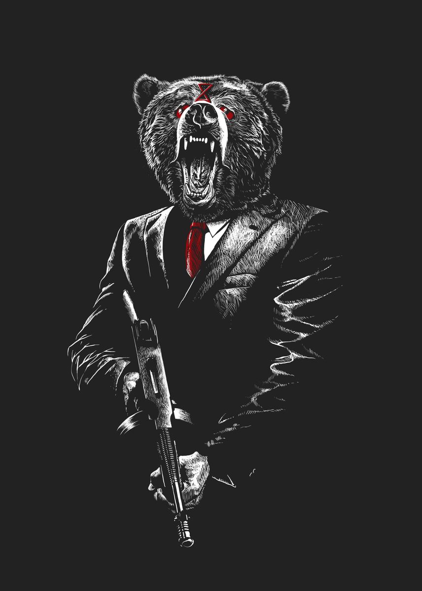 'Mafia Bear ' Poster, picture, metal print, paint by Rizal Wibowo ...