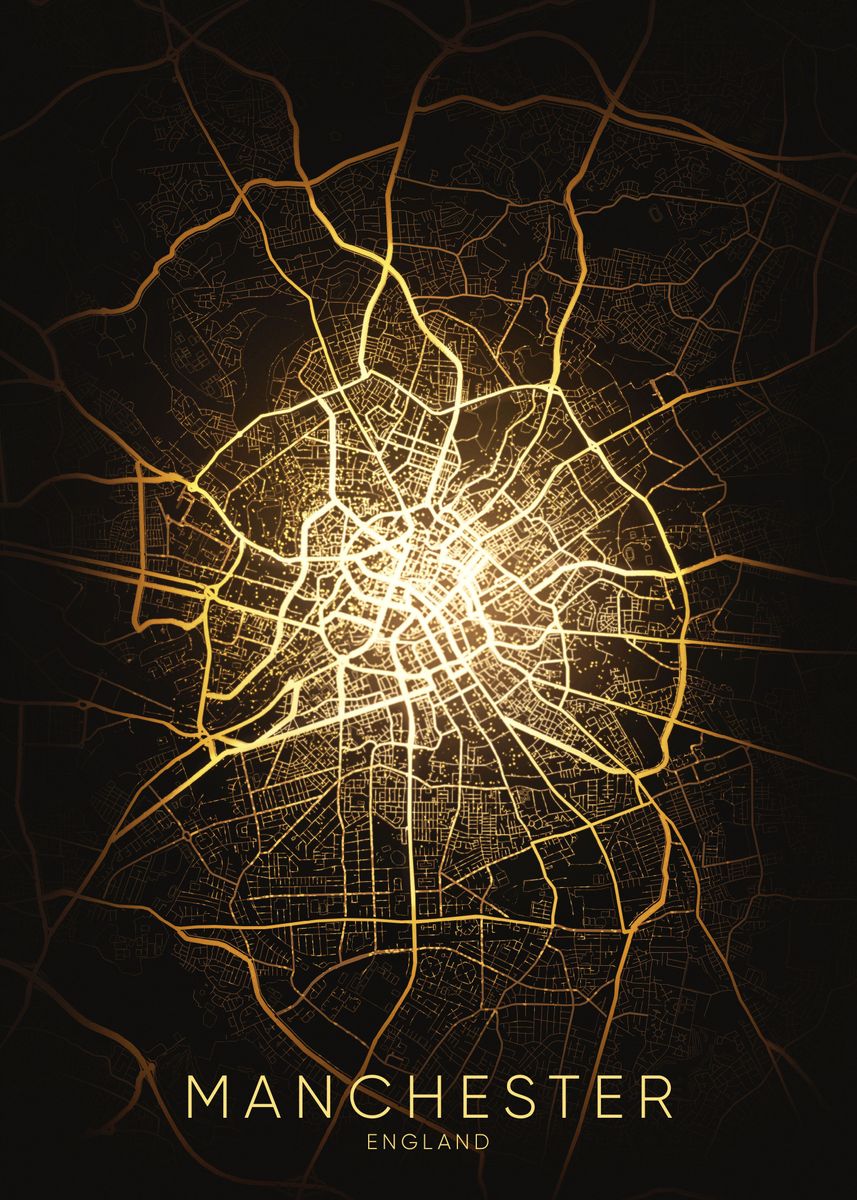 'manchester england' Poster, picture, metal print, paint by ...