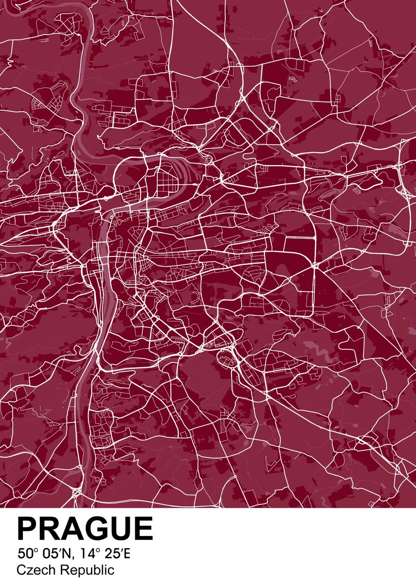 'prague color city map' Poster, picture, metal print, paint by Project ...