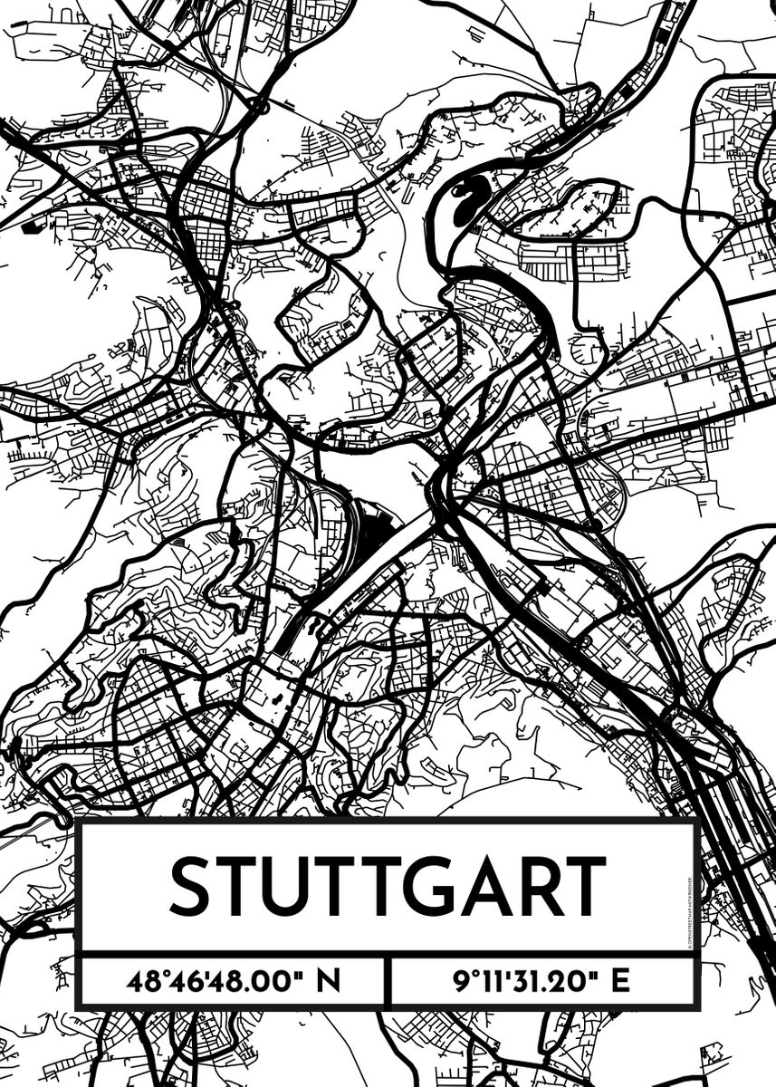 'Stuttgart City Map Design' Poster, picture, metal print, paint by ...