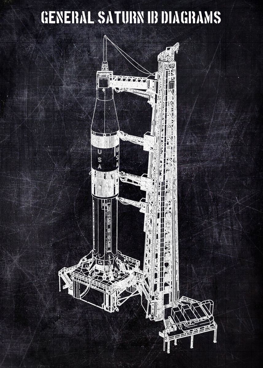 'General Saturn IB Diagrams' Poster, picture, metal print, paint by ...