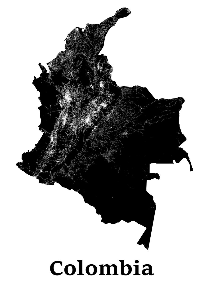 'Colombia map art ' Poster, picture, metal print, paint by Amazing.Map ...