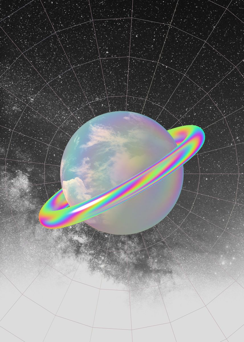'Holo Planet' Poster, picture, metal print, paint by CosmicVault | Displate