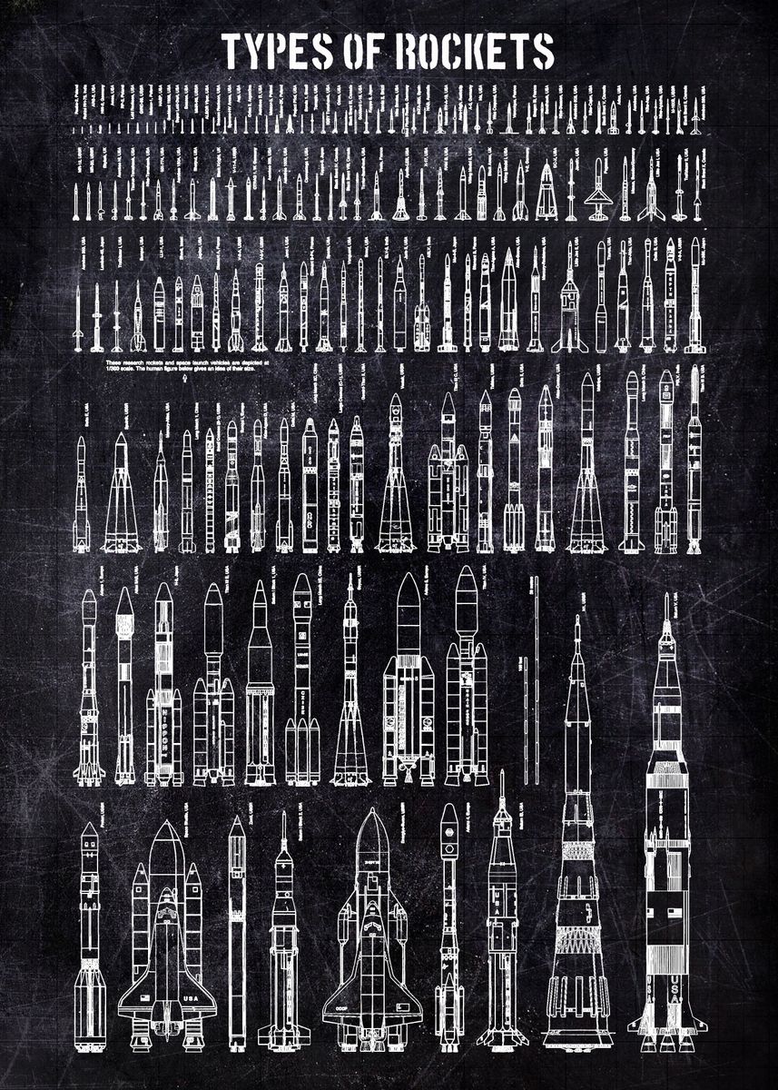 'TYPES OF ROCKETS' Poster, picture, metal print, paint by MAXART DESIGN ...