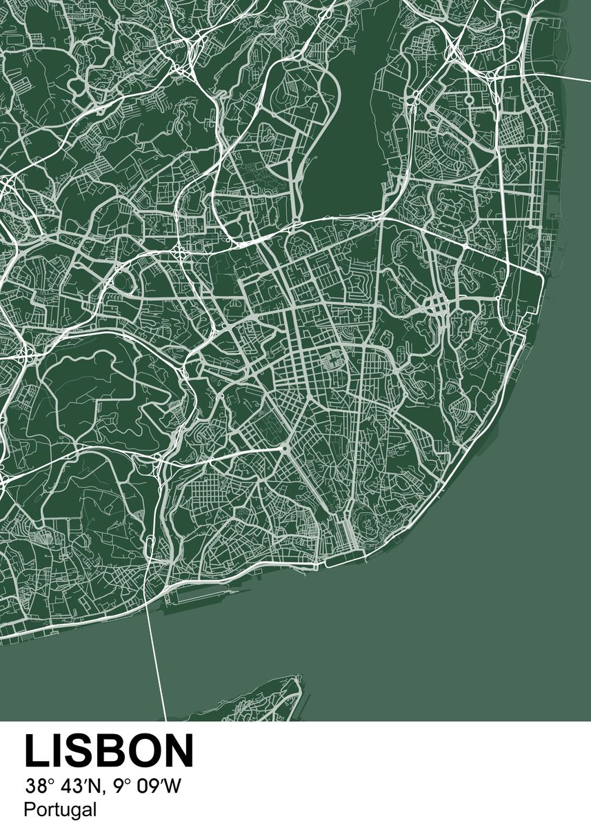 'lisbon color city map' Poster, picture, metal print, paint by Project ...