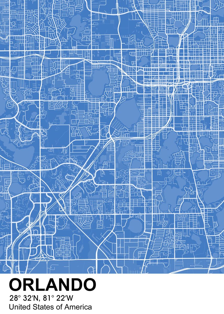 'orlando color city map' Poster, picture, metal print, paint by Project ...