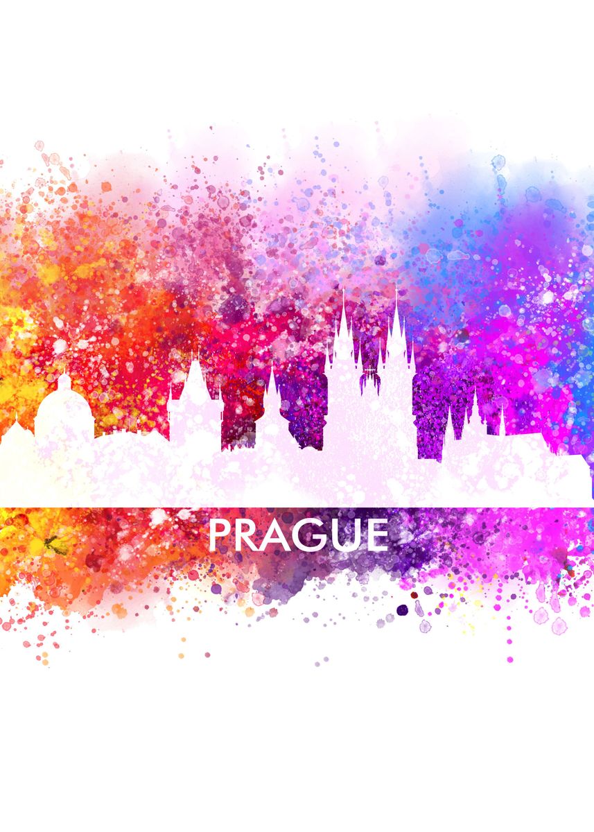 'prague color cityscape' Poster, picture, metal print, paint by Project ...