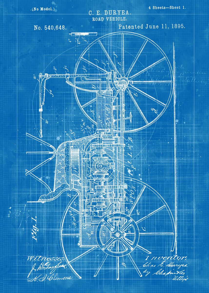 'ROAD VEHICLE BLUEPRINT' Poster by Studio Six | Displate