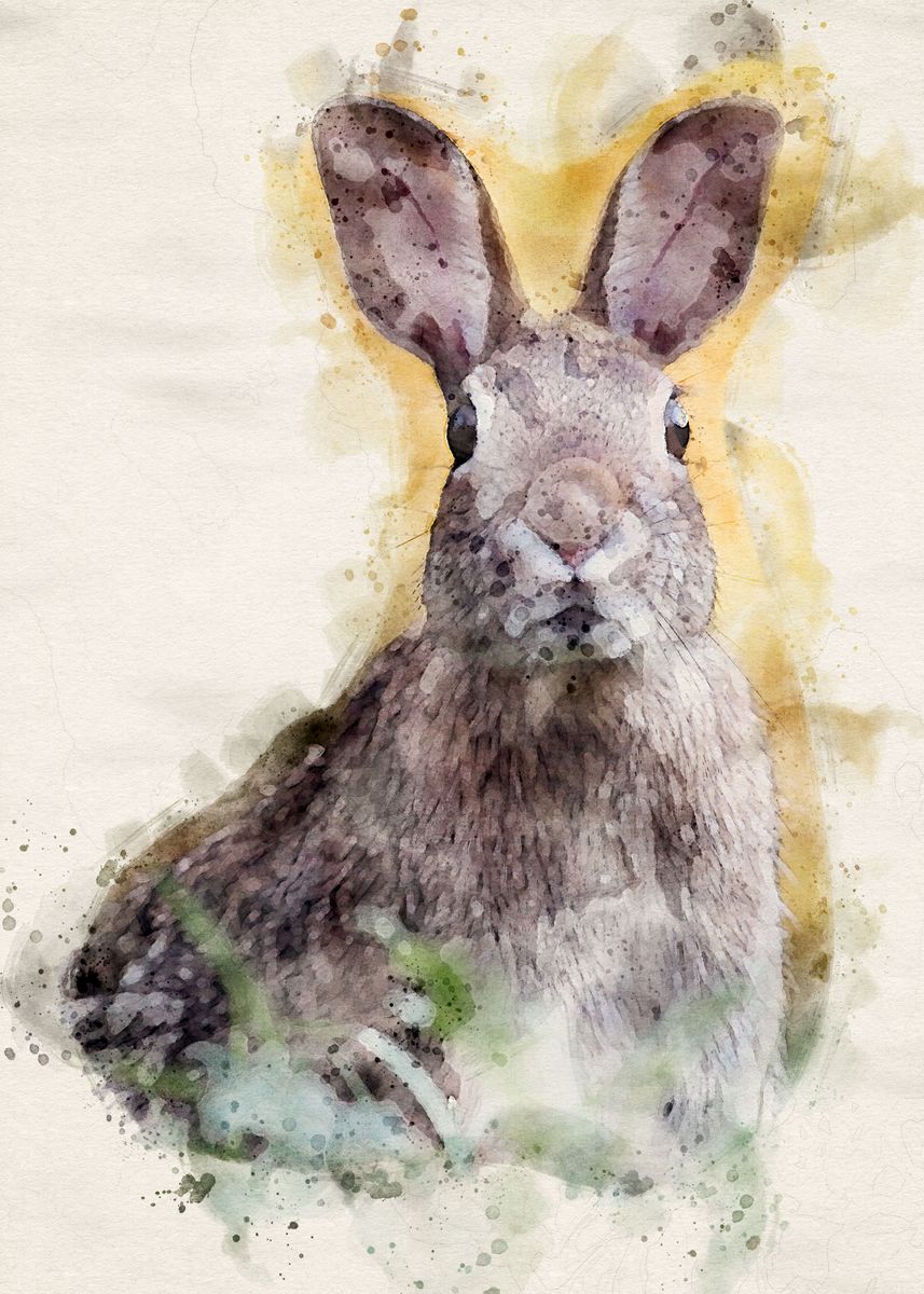 'Startled Rabbit' Poster, picture, metal print, paint by Deborah Conrad ...