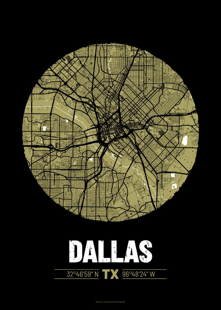 'Dallas City Map Design' Poster by ViaMapia | Displate