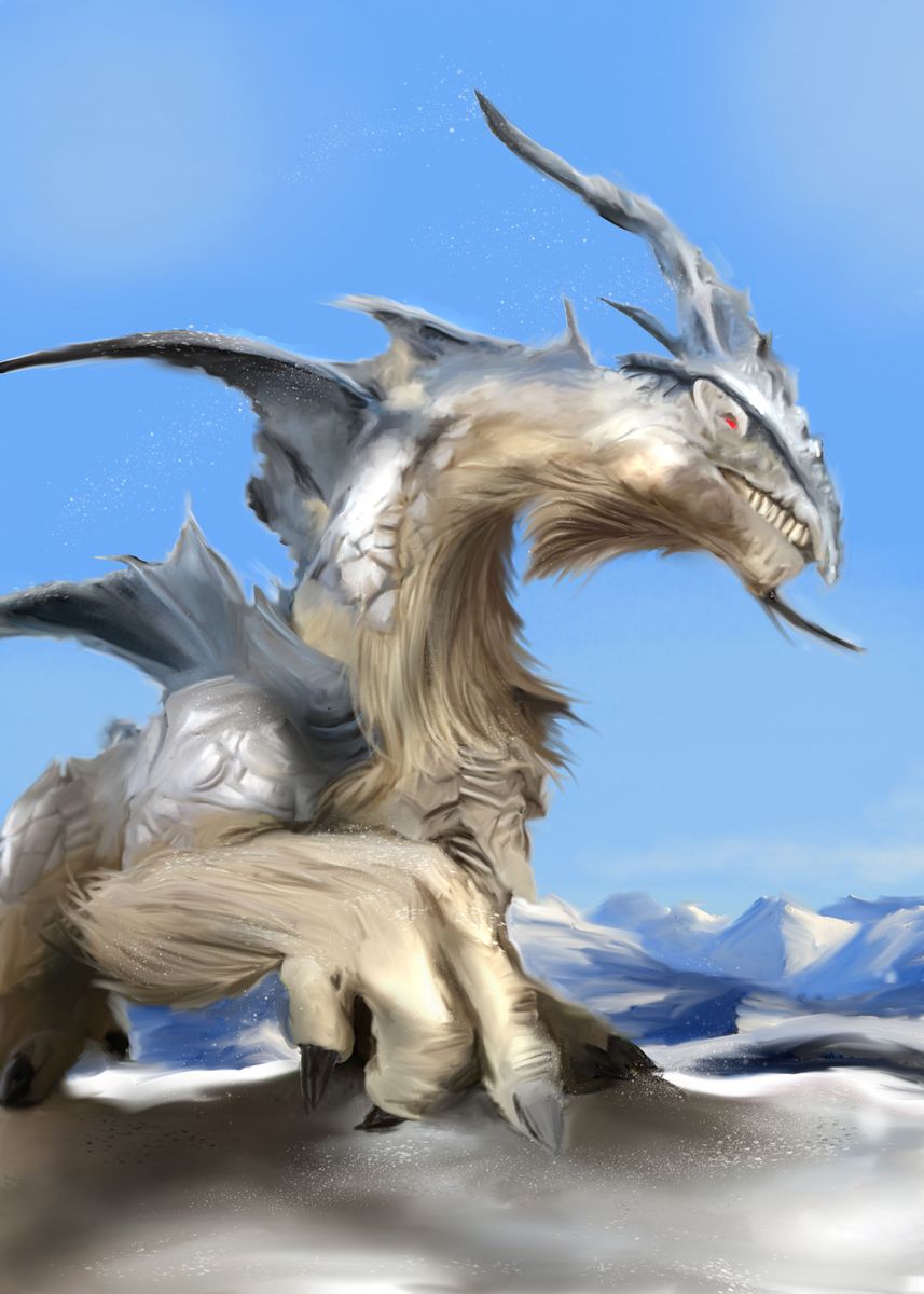 'Ice Dragon' Poster, picture, metal print, paint by Stefano Caligiuri | Displate