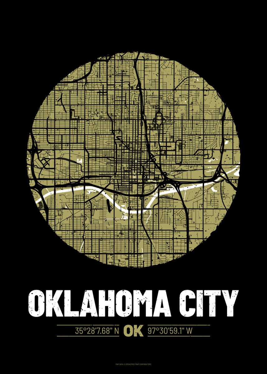 'Oklahoma City Map Design' Poster, picture, metal print, paint by ...