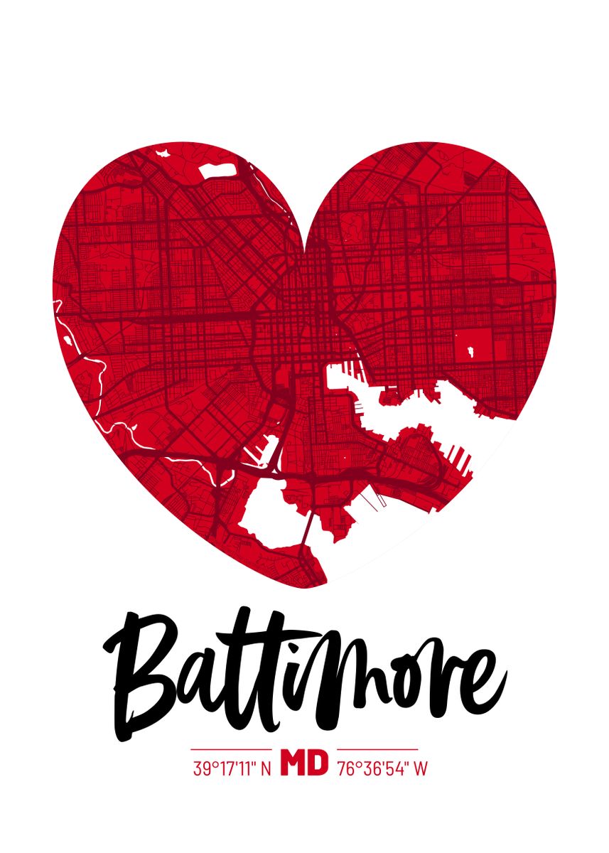 'Baltimore City Map Design' Poster by ViaMapia | Displate