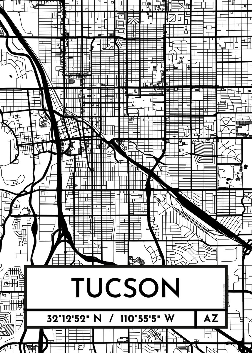'Tucson City Map Design' Poster by ViaMapia | Displate