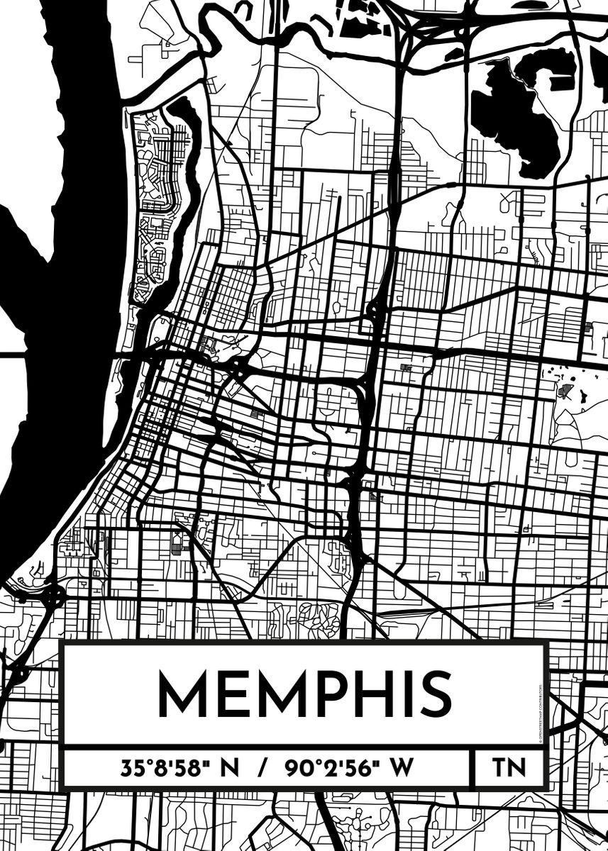 'Memphis City Map Design' Poster, picture, metal print, paint by ...