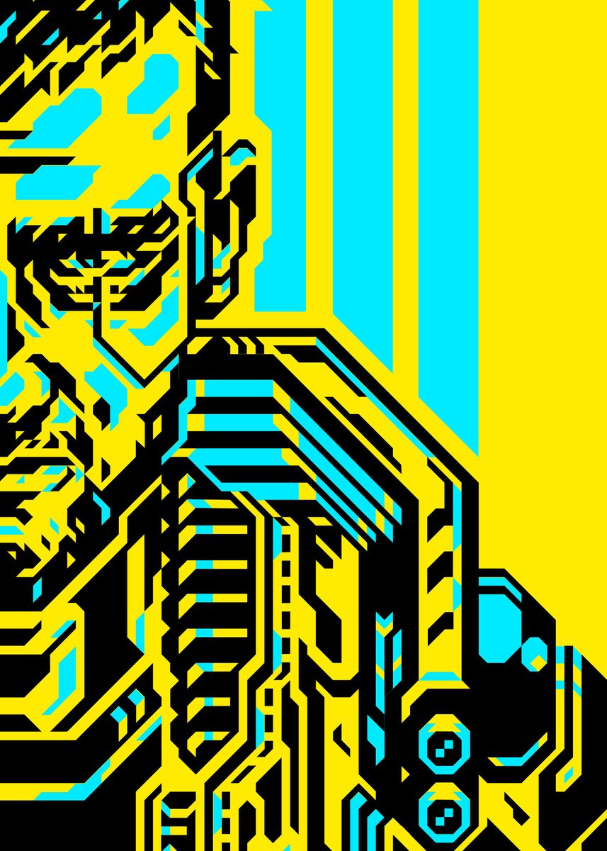 'Cyber Half Male V2' Poster, picture, metal print, paint by GEO ...