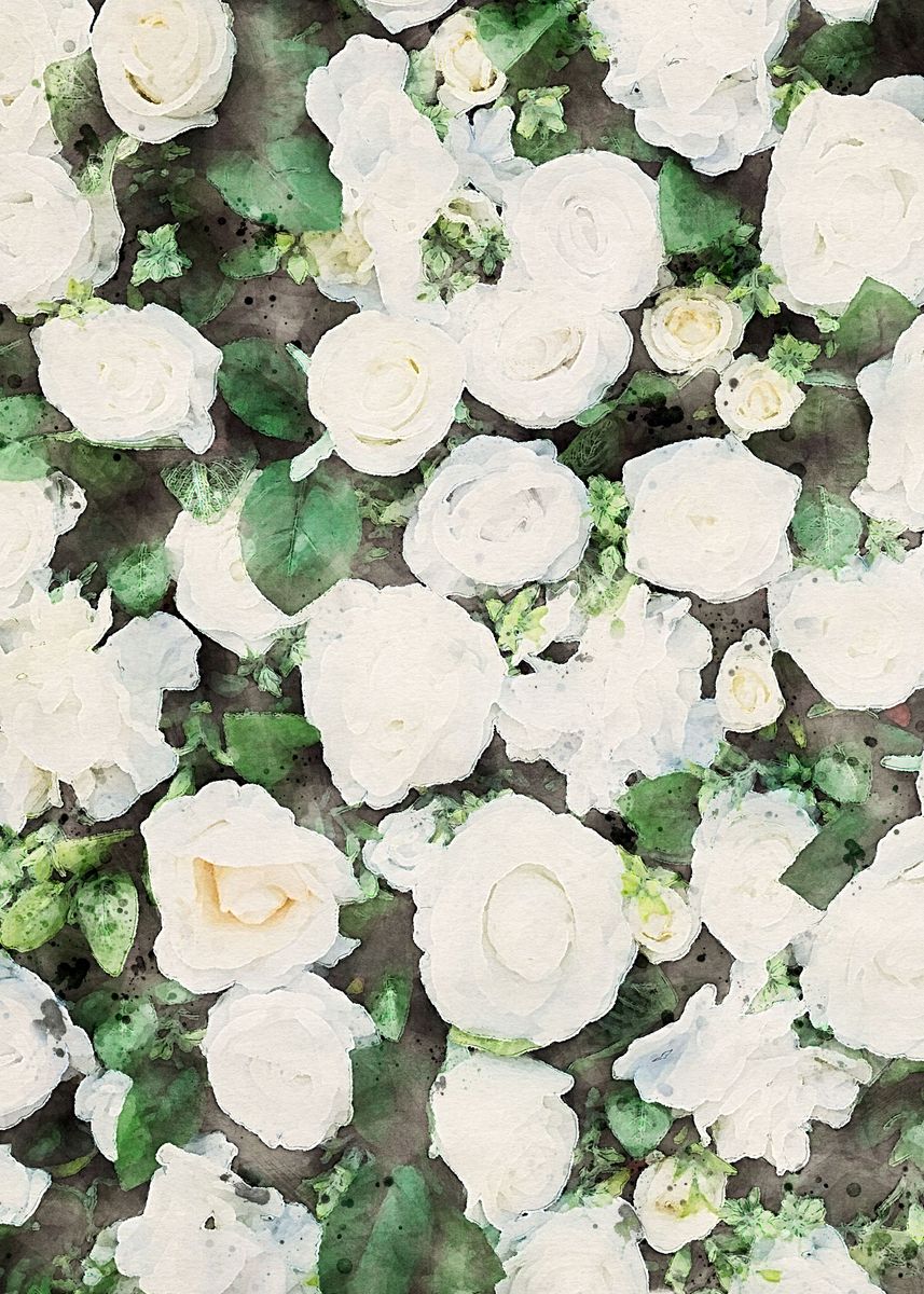 'White Roses' Poster, picture, metal print, paint by Deborah Conrad ...