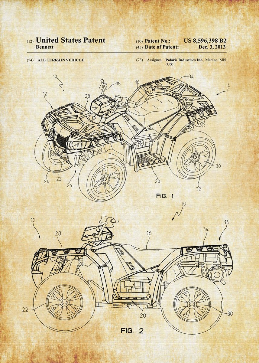 'Polaris ATV Patent 2013' Poster, picture, metal print, paint by Lloyd ...