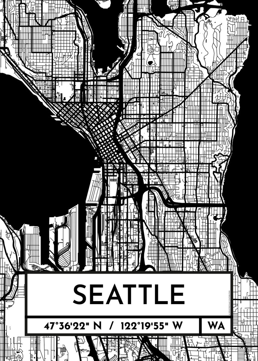 'Seattle City Map Design' Poster by ViaMapia | Displate