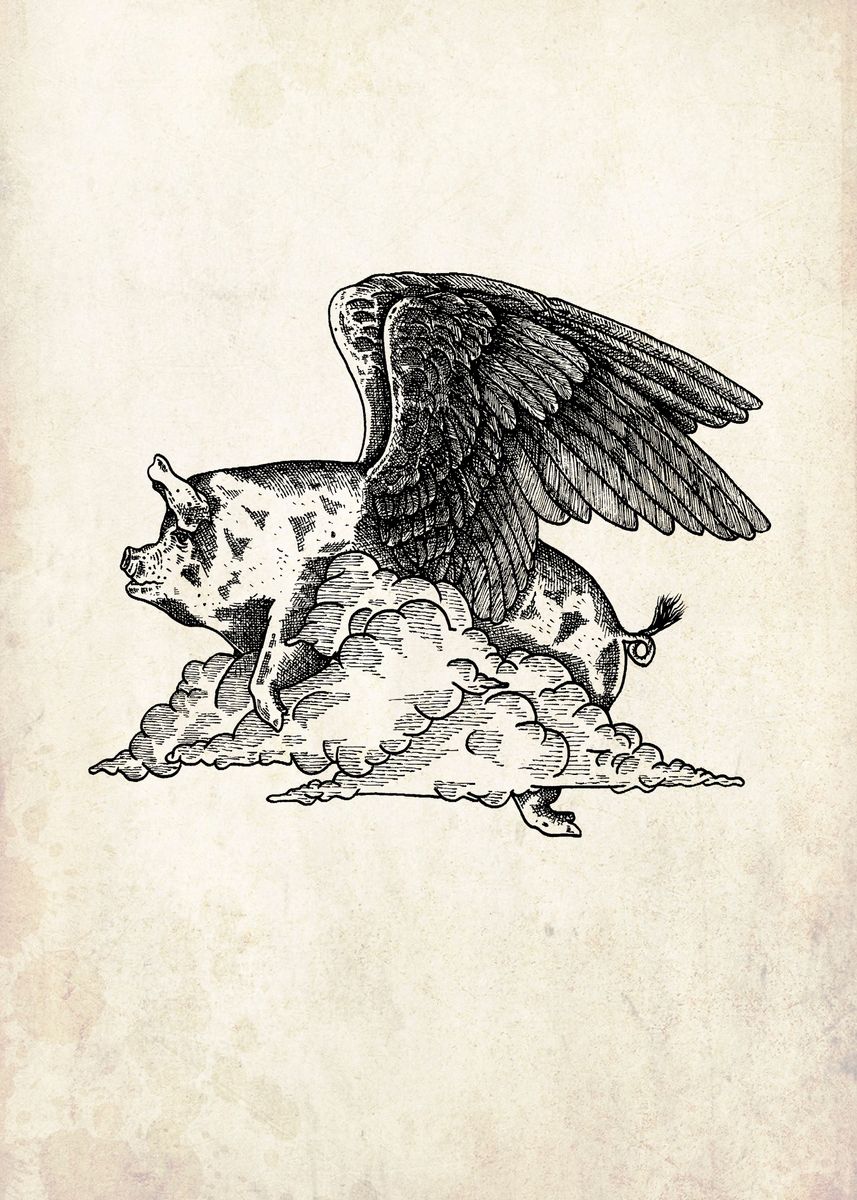 'flying pig' Poster, picture, metal print, paint by kiryadi kiryadi ...