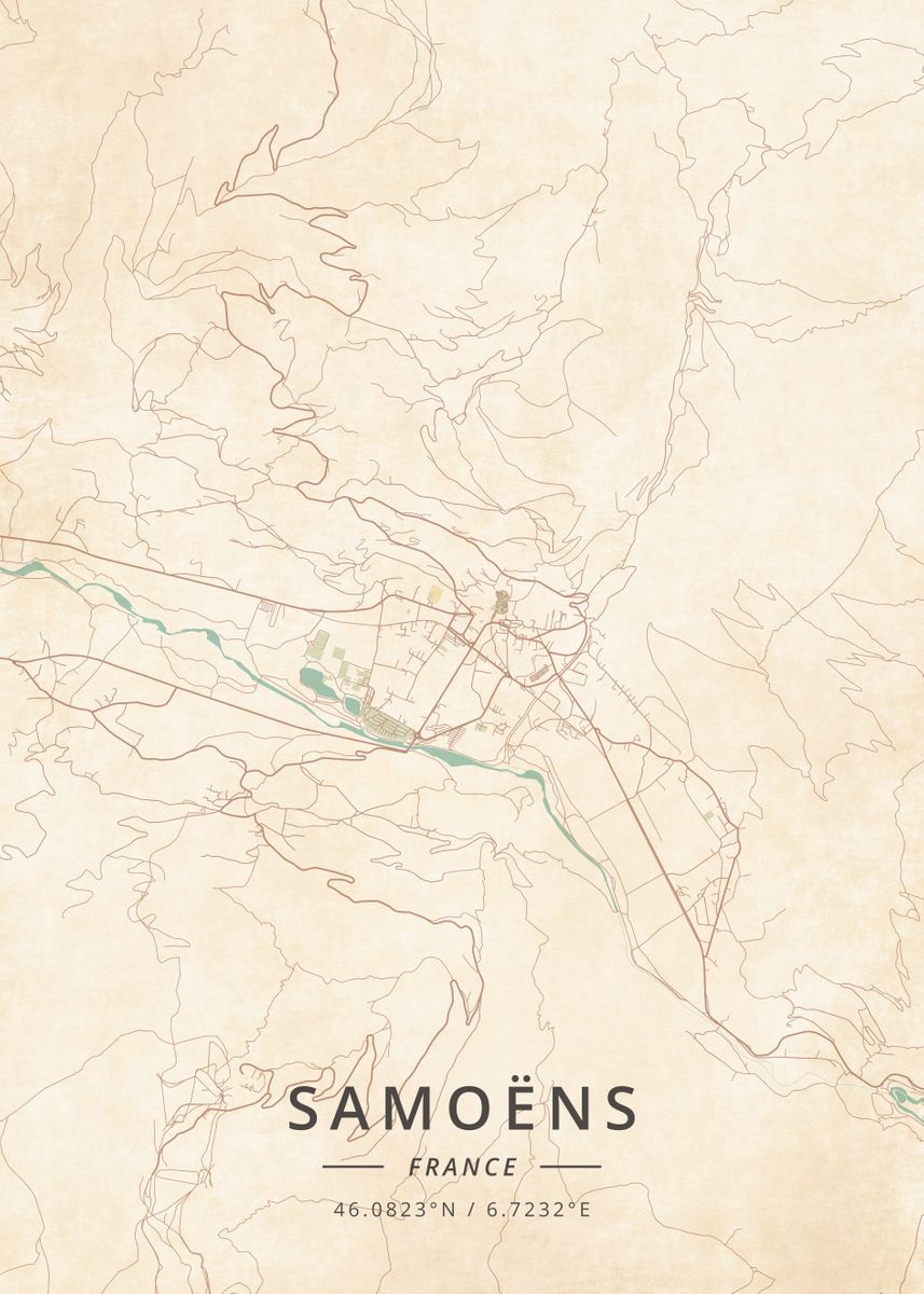 'Samoens France' Poster, picture, metal print, paint by Designer Map ...