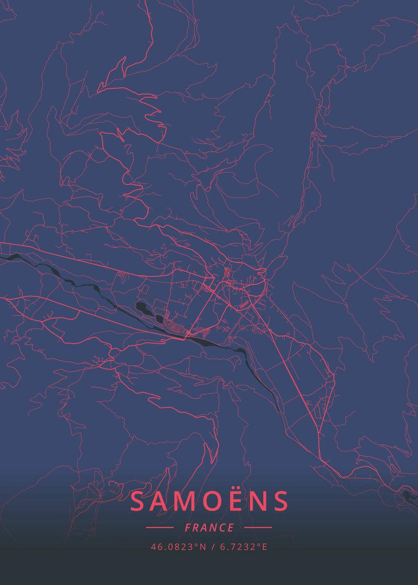 'Samoens France' Poster, picture, metal print, paint by Designer Map ...