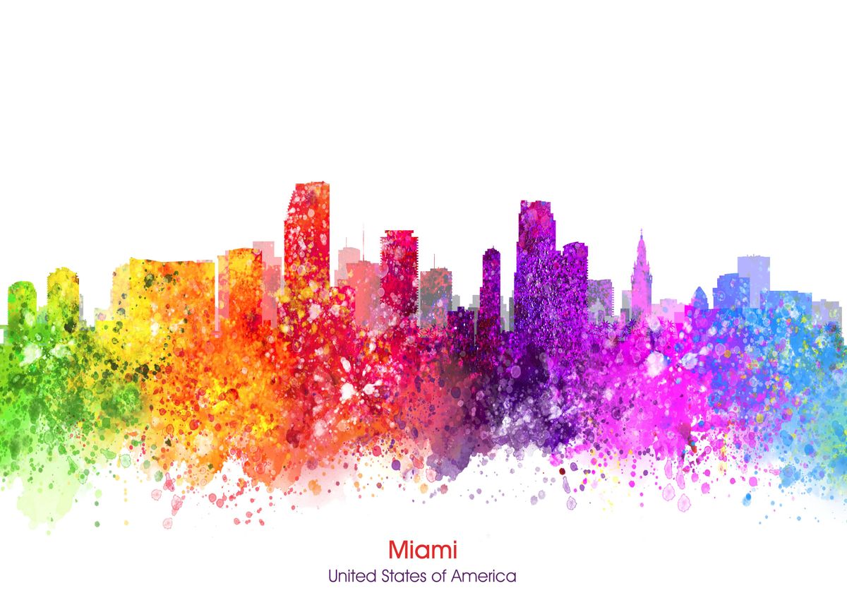 'miami color cityscape' Poster by Project X | Displate