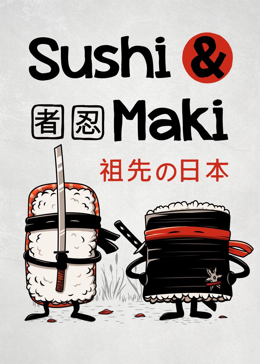 'Sushi and Maki' Poster, picture, metal print, paint by Olivier Delmas ...