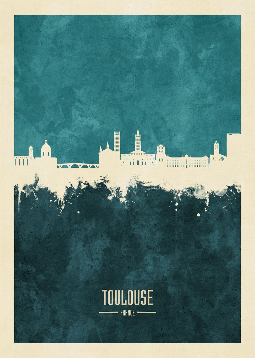 'Toulouse Skyline France' Poster, picture, metal print, paint by ...