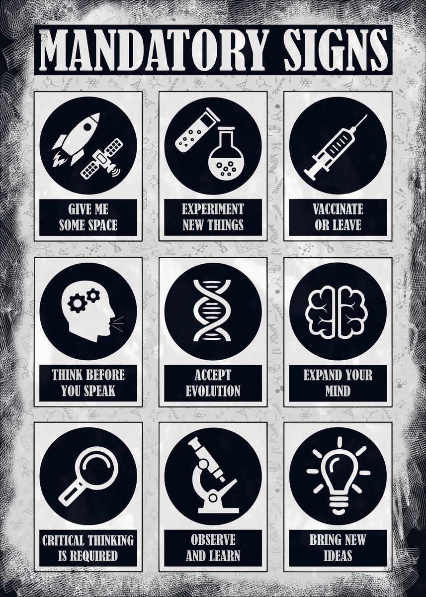 'SCIENCE MANDATORY SIGNS' Poster, picture, metal print, paint by ...