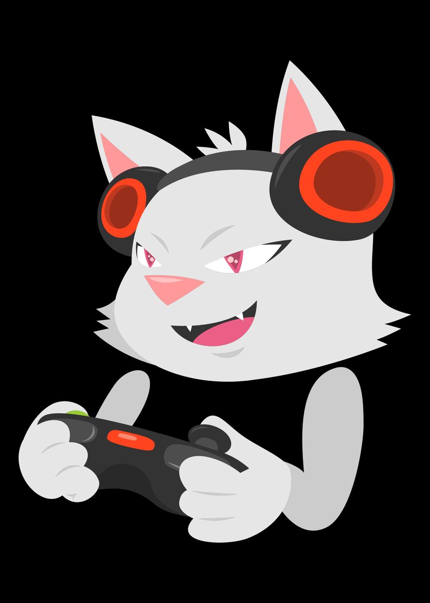 'Gamer Cat' Poster, picture, metal print, paint by Anziehend | Displate