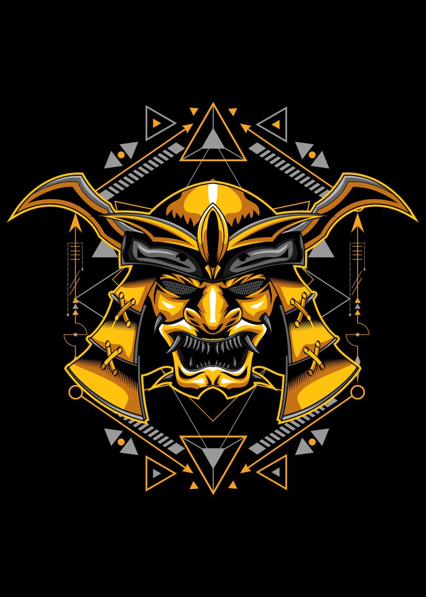 'samurai light gold' Poster, picture, metal print, paint by arif ...