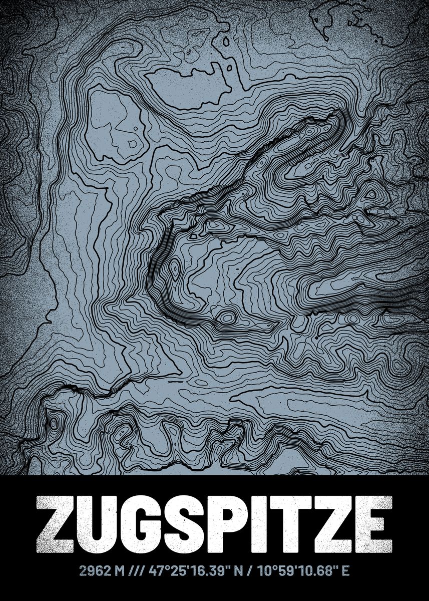 'Zugspitze Topographic Map' Poster by ViaMapia | Displate