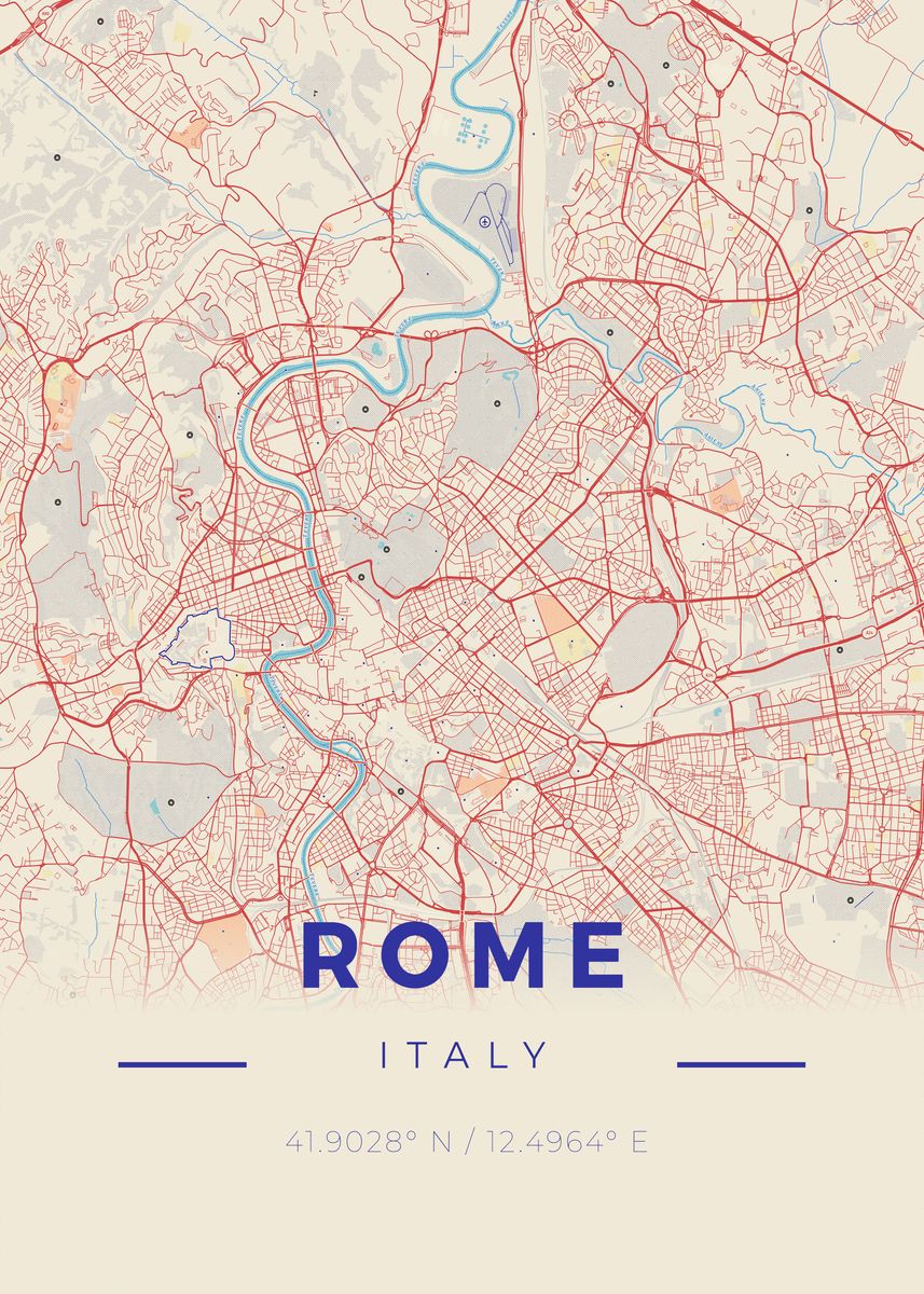 'Rome Vintage Map Style' Poster, picture, metal print, paint by stikeo ...