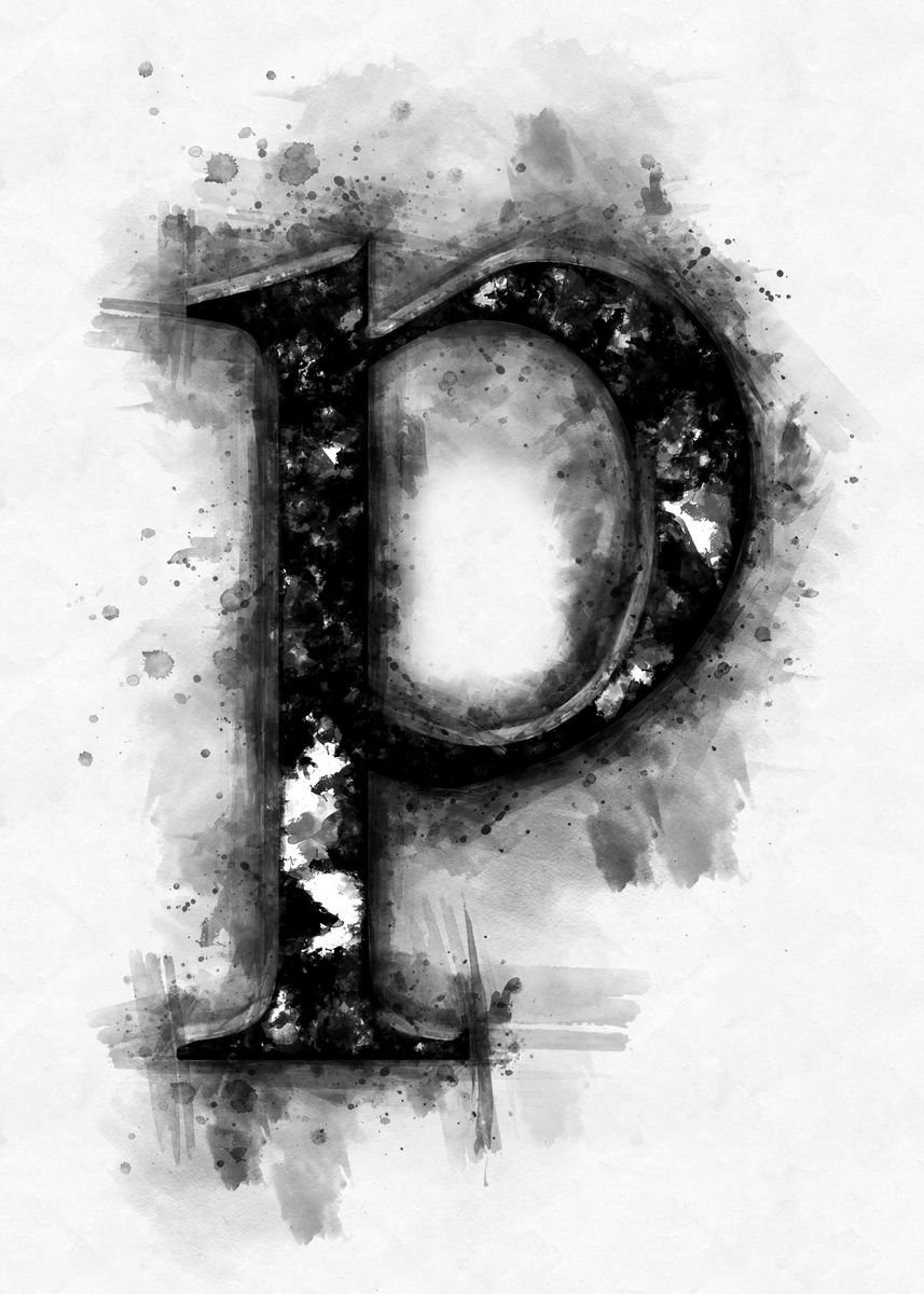 'p letter watercolor' Poster, picture, metal print, paint by B & W Arts ...