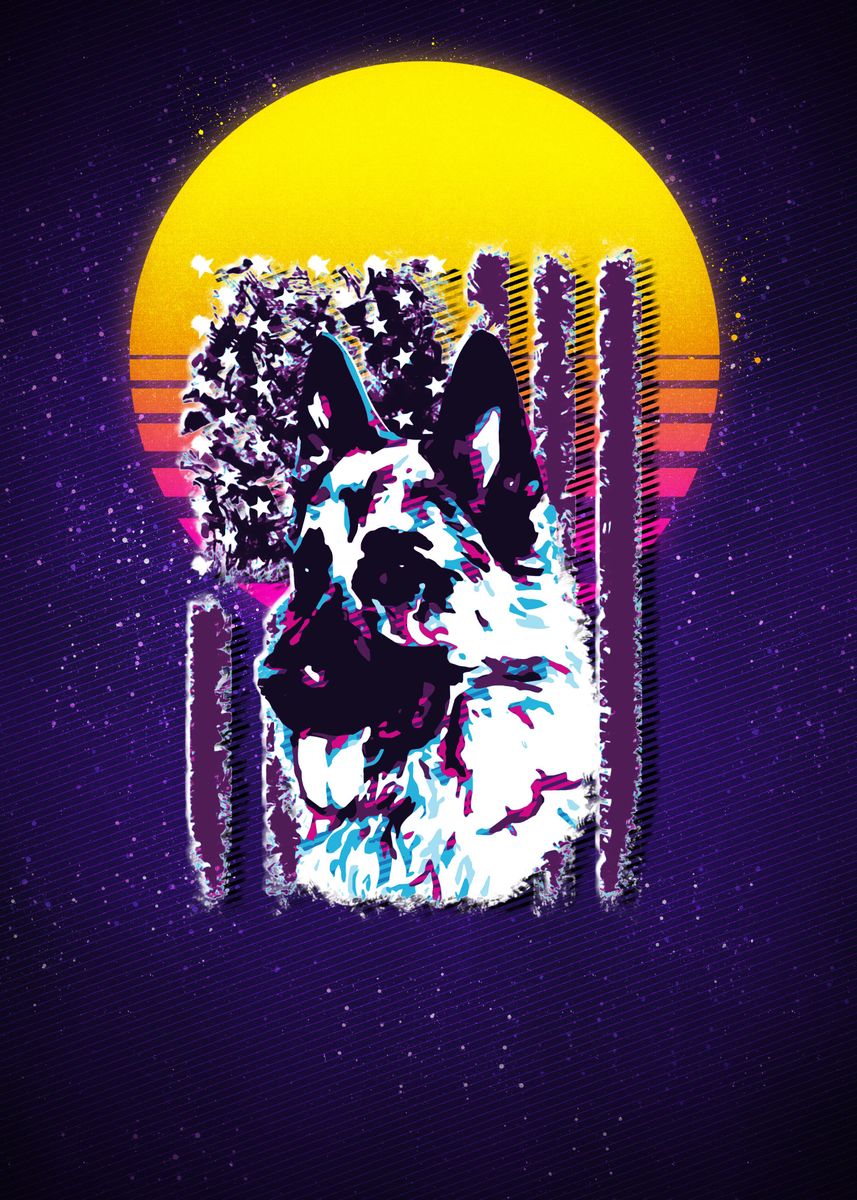 'German Shepherd' Poster, picture, metal print, paint by Gwyneth | Displate